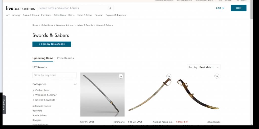Sword auction sites - Seven Swords